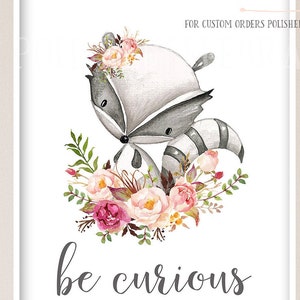 Boho Woodland Animal Set / Printable Nursery Art / Blush Pink Flowers ...