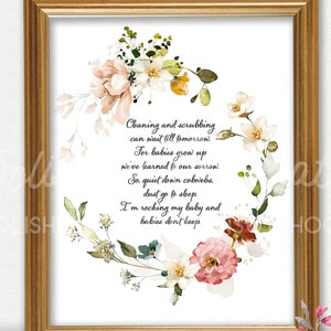 Cleaning and Scrubbing Poem / Printable Verse Wall Art / Boho Floral ...