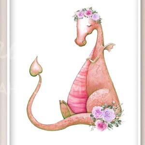 Floral Dragon Art / Printable Nursery Decor / Set of 3 Dragons / Baby ...