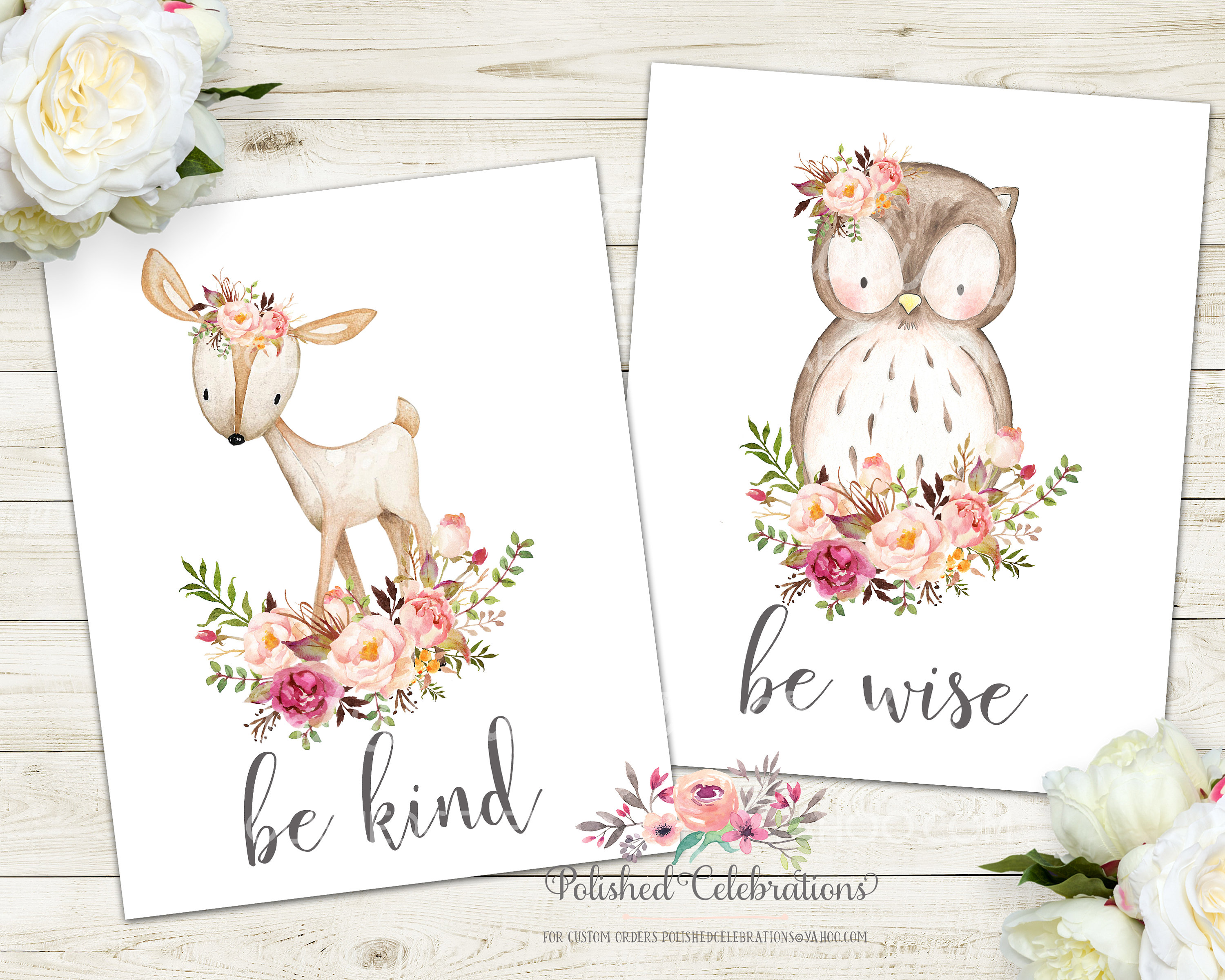 Boho Woodland Animal Set / Printable Nursery Art / Blush Pink - Etsy