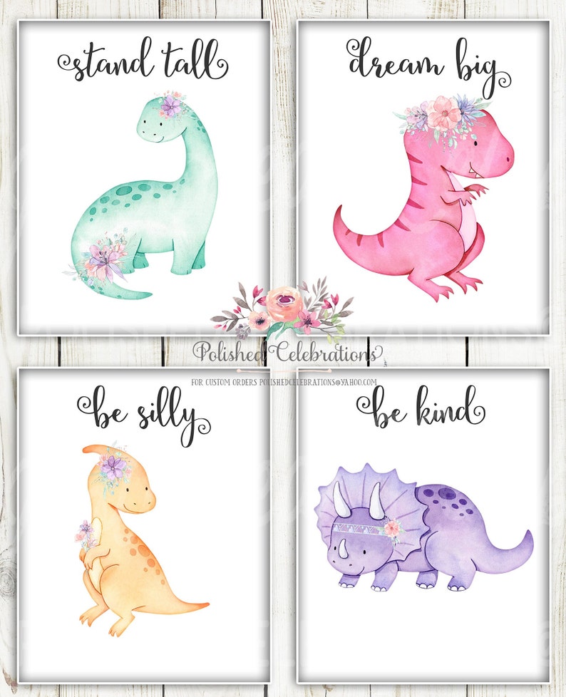 Boho Flower Dinosaur Nursery Art / Printable DIY Print Set / - Etsy