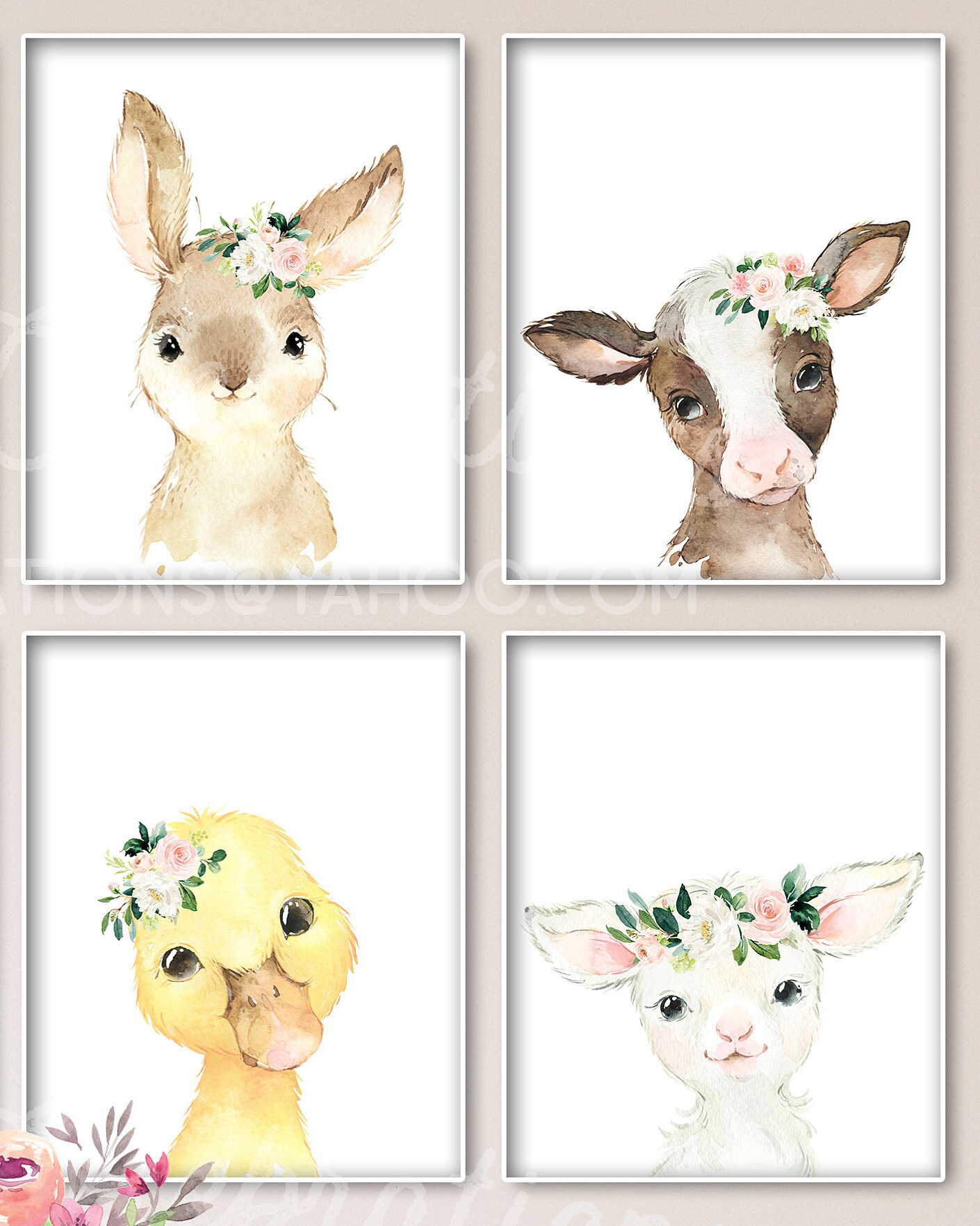 Boho Blush Farm Animals / Printable Nursery Art / Baby Girl - Etsy