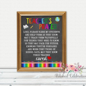 Teacher's Prayer Printable With Faux Chalk Background - Heartfelt Gift ...