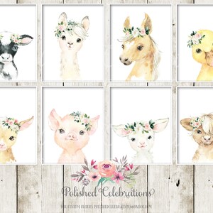 Boho Blush Farm Animals / Printable Nursery Art / Baby Girl Nursery ...