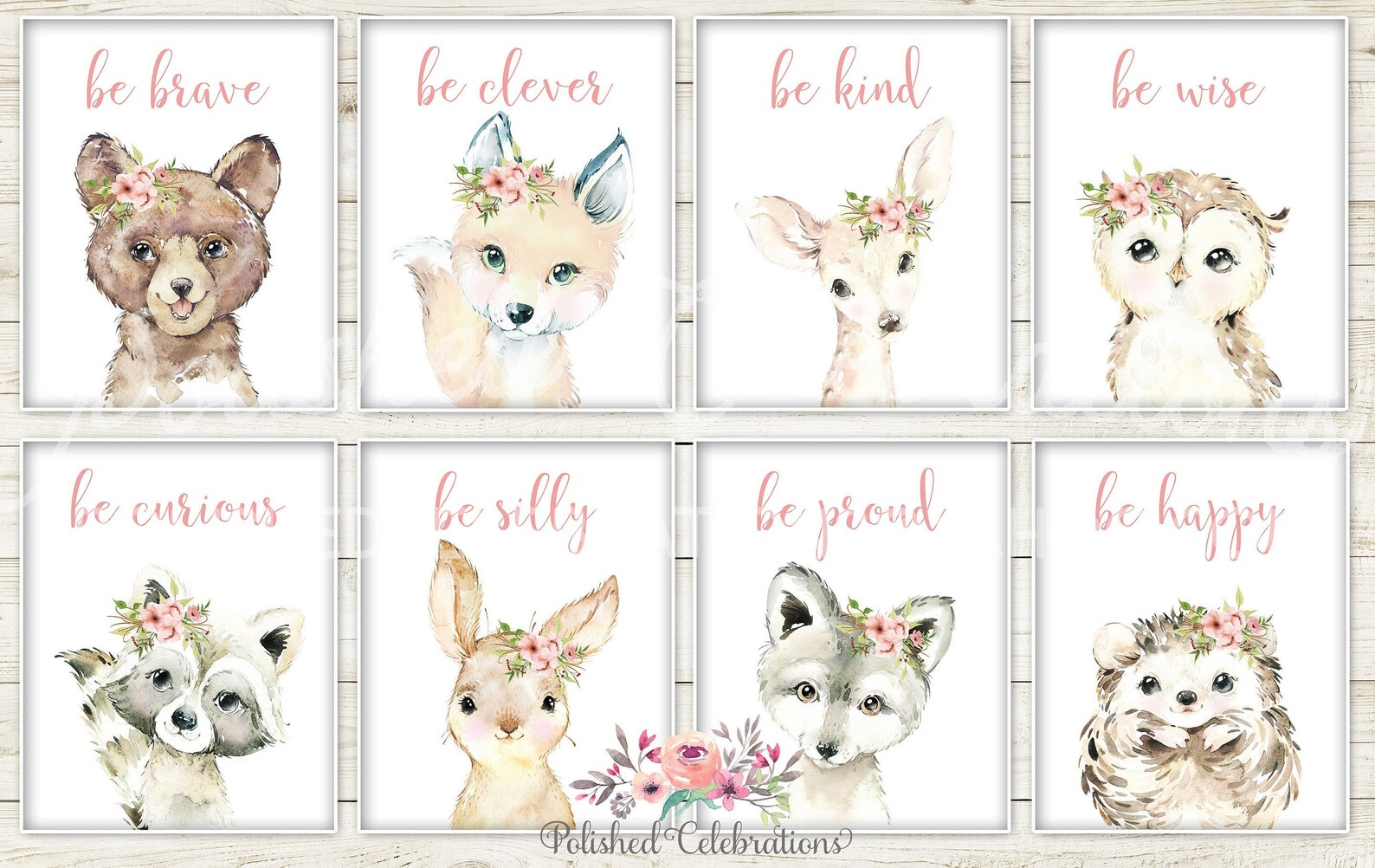 Boho Blush Woodland Animal Set / Printable Nursery Art / - Etsy