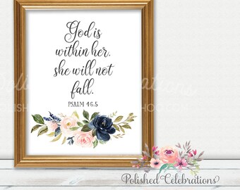 God is Within Her She Will Not Fall Printable Scripture for - Etsy