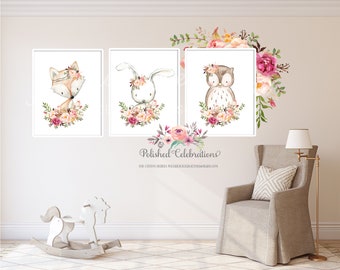 Boho Woodland Animal Friends / Printable Nursery Decor / - Etsy