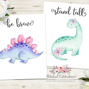 Boho Flower Dinosaur Nursery Art / Printable DIY Print Set / Dino ...