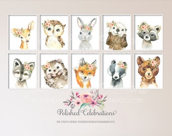 Boho Blush Woodland Animal Set / Printable Nursery Art / - Etsy