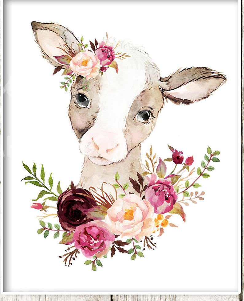 Boho Blush Maroon Farm Animal Set / Printable Nursery Art / - Etsy