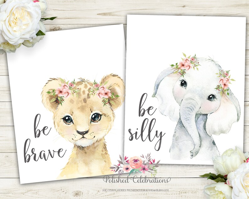 Blush Safari Animal Nursery Art / Set of 4 Safari Nursery Prints / Boho ...