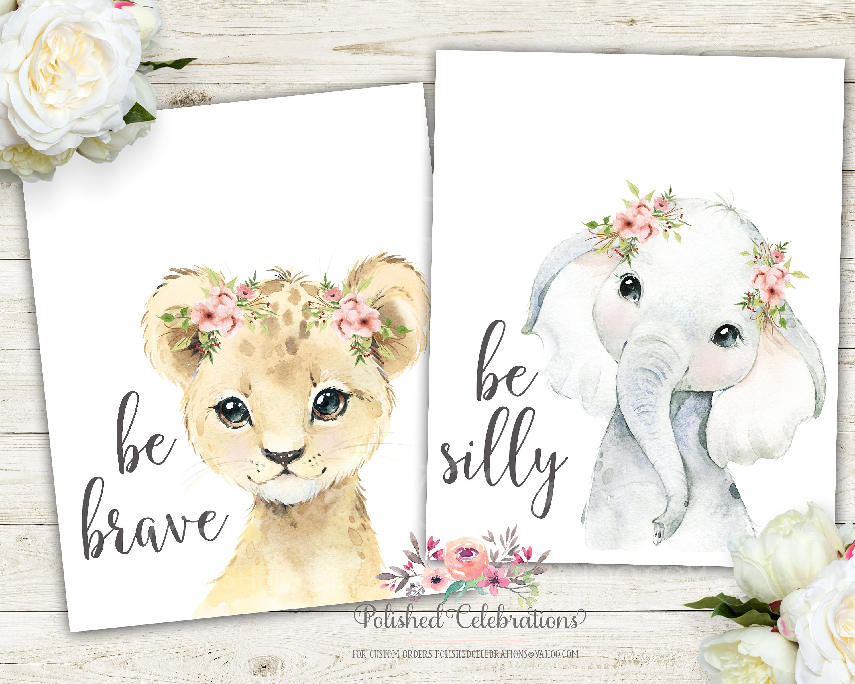 Blush Safari Animal Nursery Art / Set of 4 Safari Nursery - Etsy