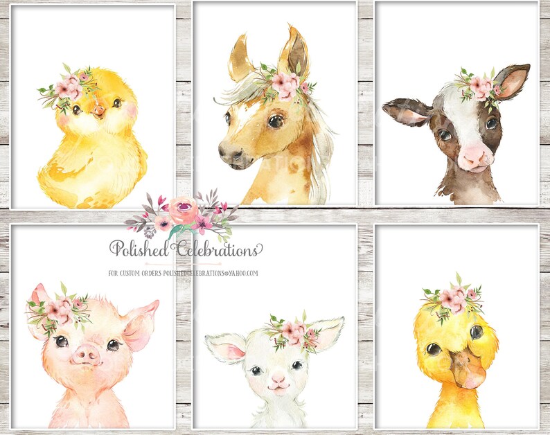 Boho Blush Farm Animals / Printable Nursery Art / Baby Girl Nursery ...