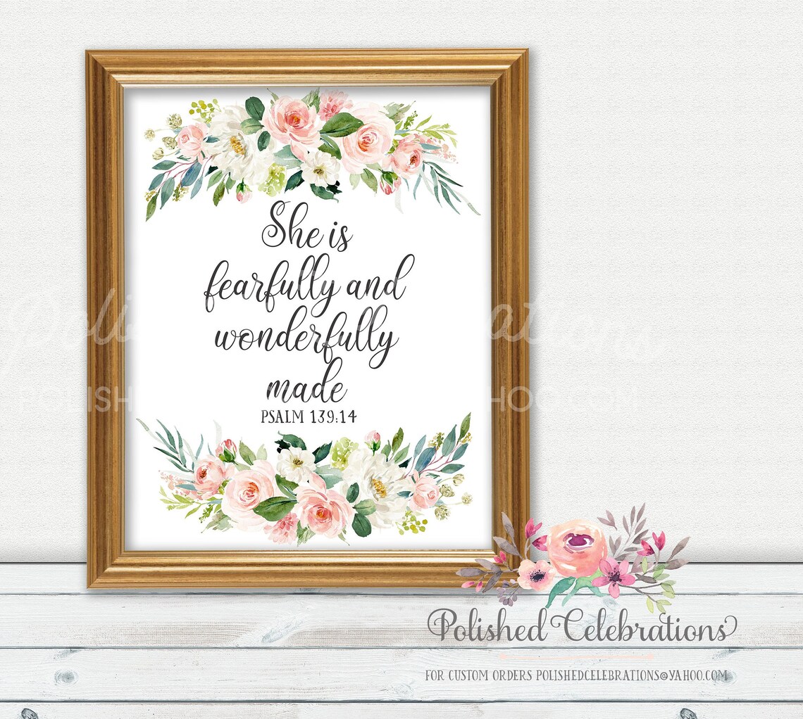 Blush Pink Bible Verse Art / Printable Biblical Nursery Art / - Etsy