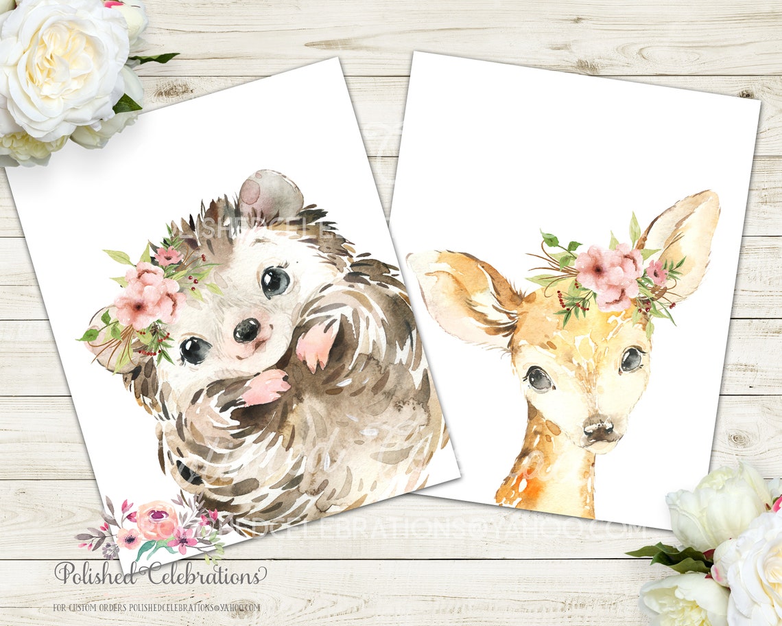 Blush Woodland Animal Set / Printable Nursery Art / Boho - Etsy
