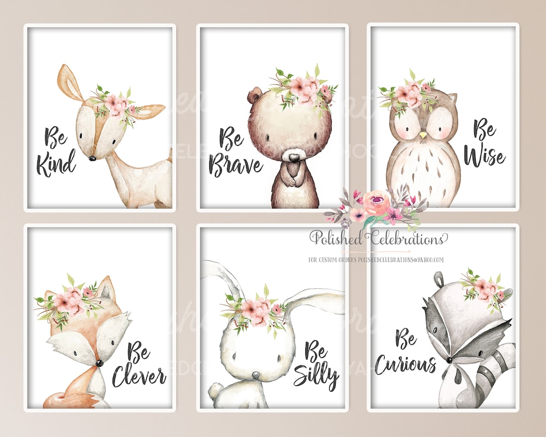 Blush Woodland Animal Set / Boho Nursery Art / 8x10 5x7 Printable ...