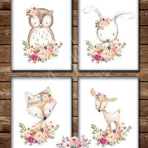Boho Woodland Animal Set / 8x10 11x14 Printable / Blush Pink Peach ...