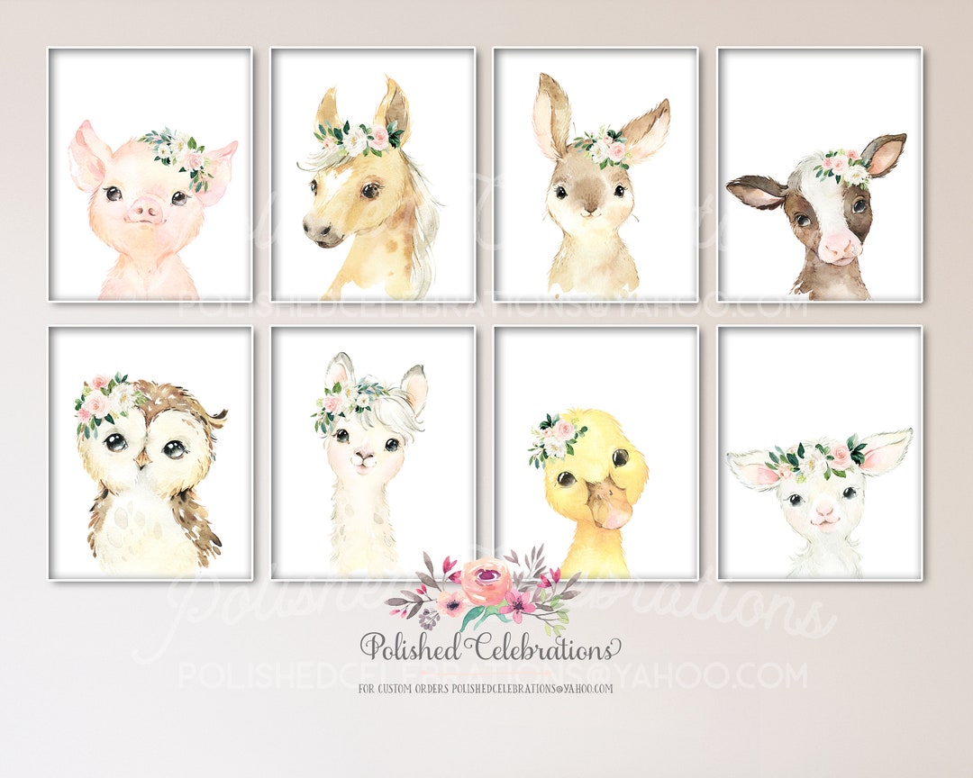 Boho Blush Farm Animals / Printable Nursery Art / Baby Girl Nursery ...