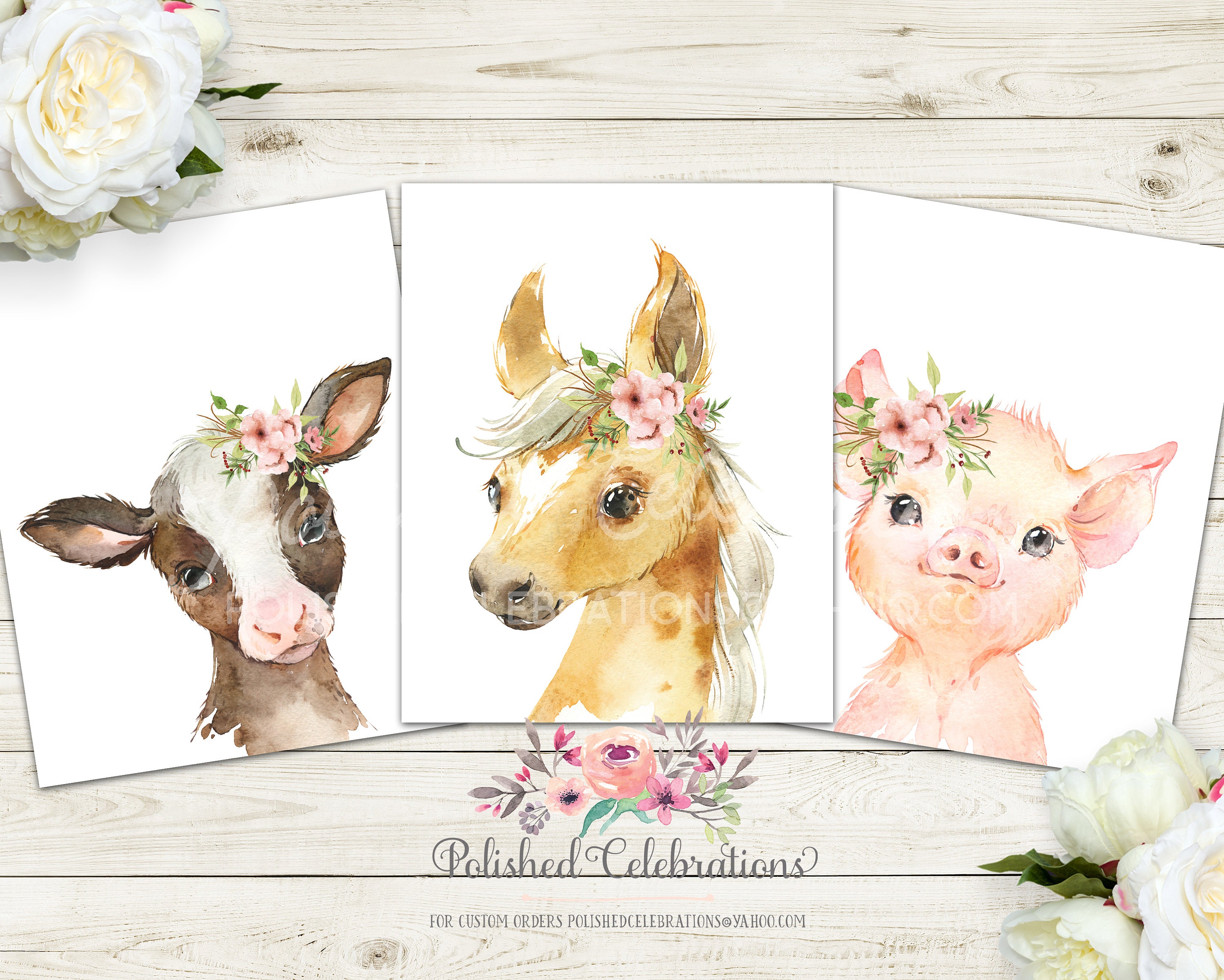 Boho Blush Farm Animals / Printable Nursery Art / Baby Girl Nursery ...
