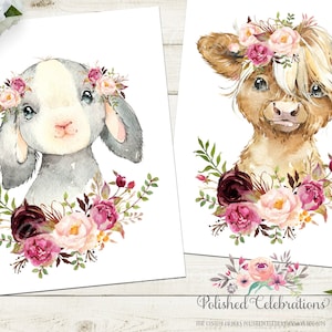 Boho Farm Animals / Printable Nursery Art Prints / Baby Girl Nursery ...
