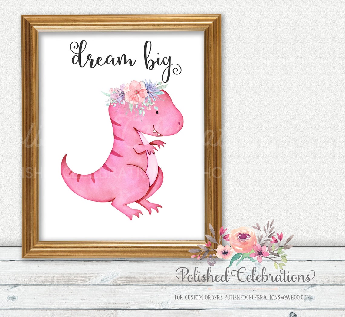 Boho Flower Dinosaur Nursery Art / Printable DIY Print Set / Dino ...