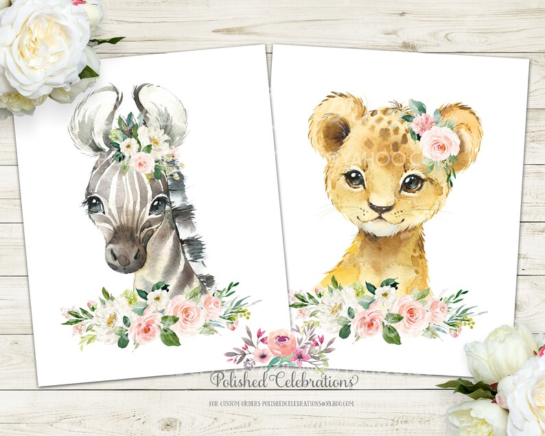 Blush Safari Animal Nursery Art / Printable Set of 11 Safari - Etsy