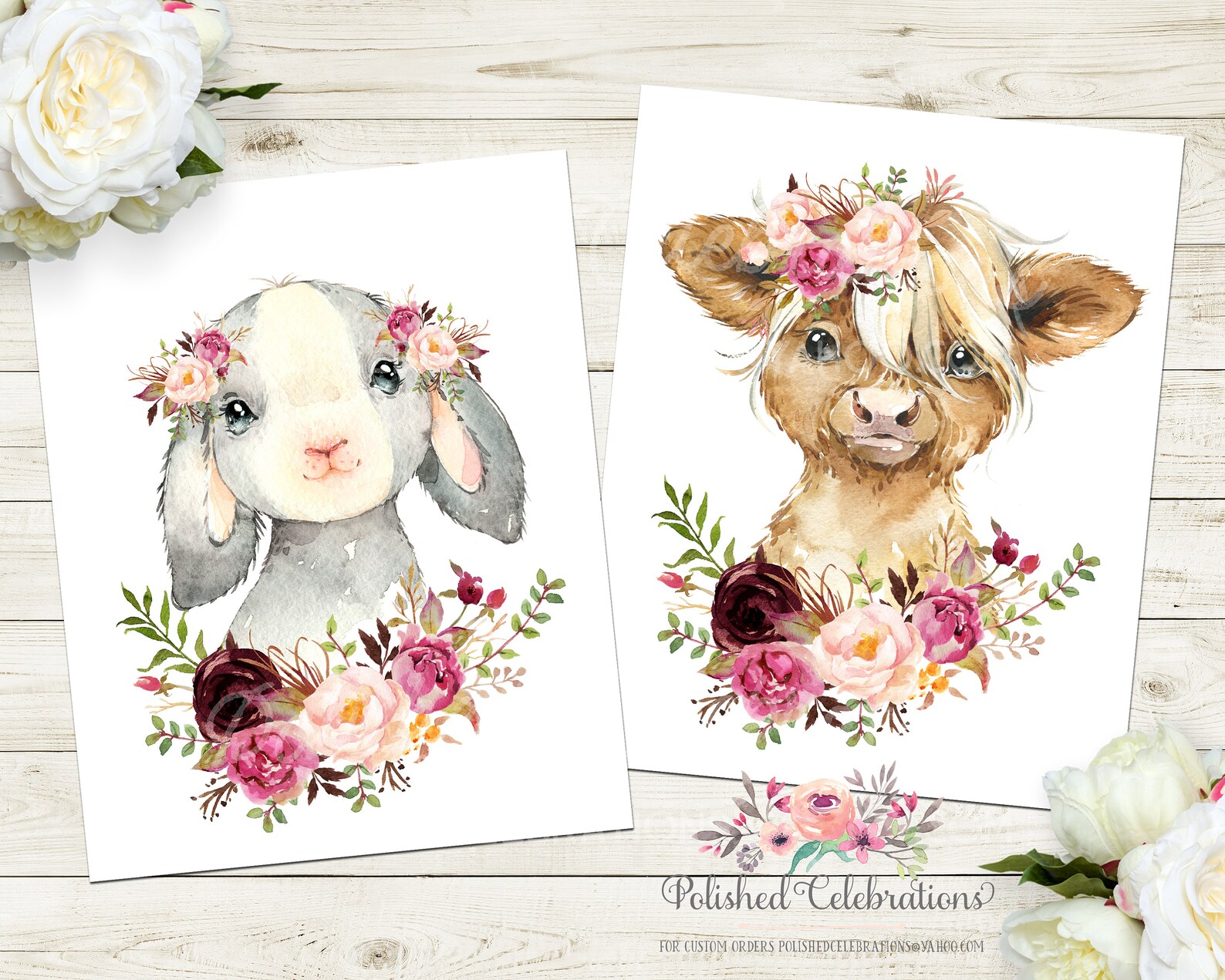 Boho Farm Animals / Printable Nursery Art Prints / Baby Girl - Etsy
