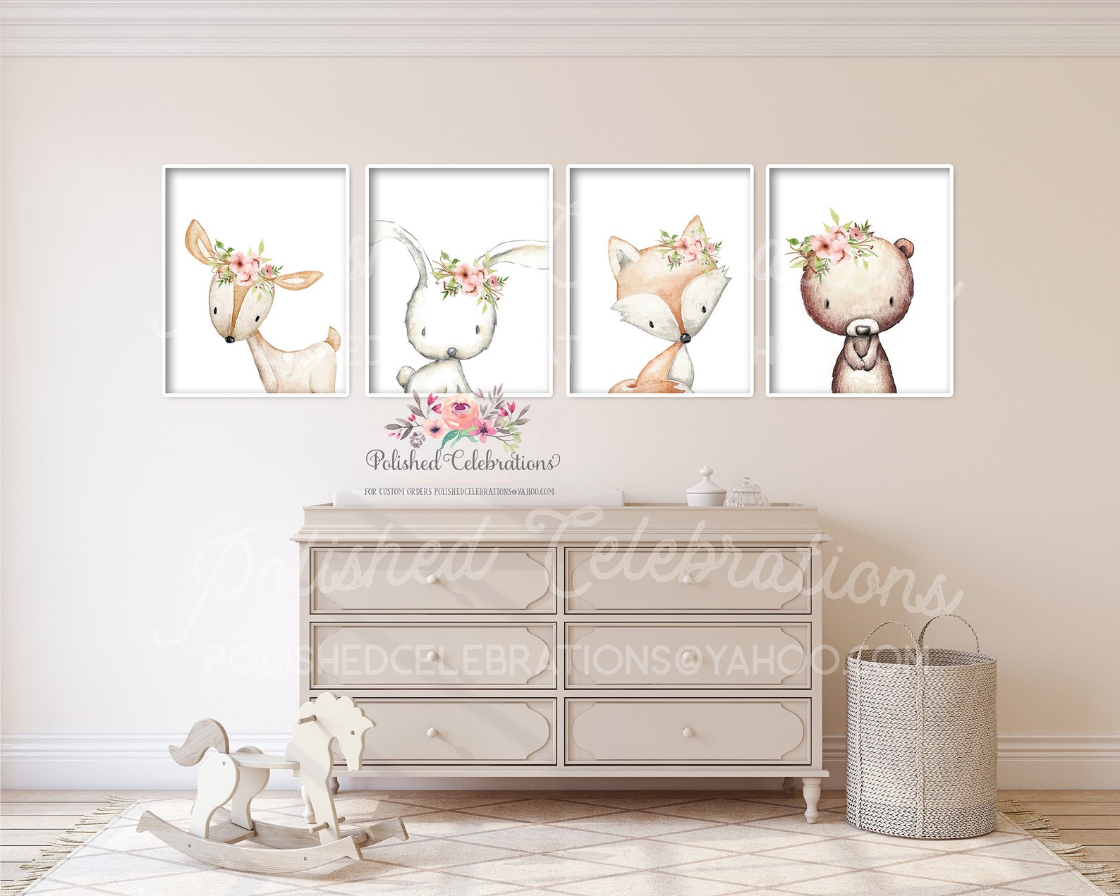 Boho Blush Woodland Animal Set / Printable Nursery Art / Baby Girl ...