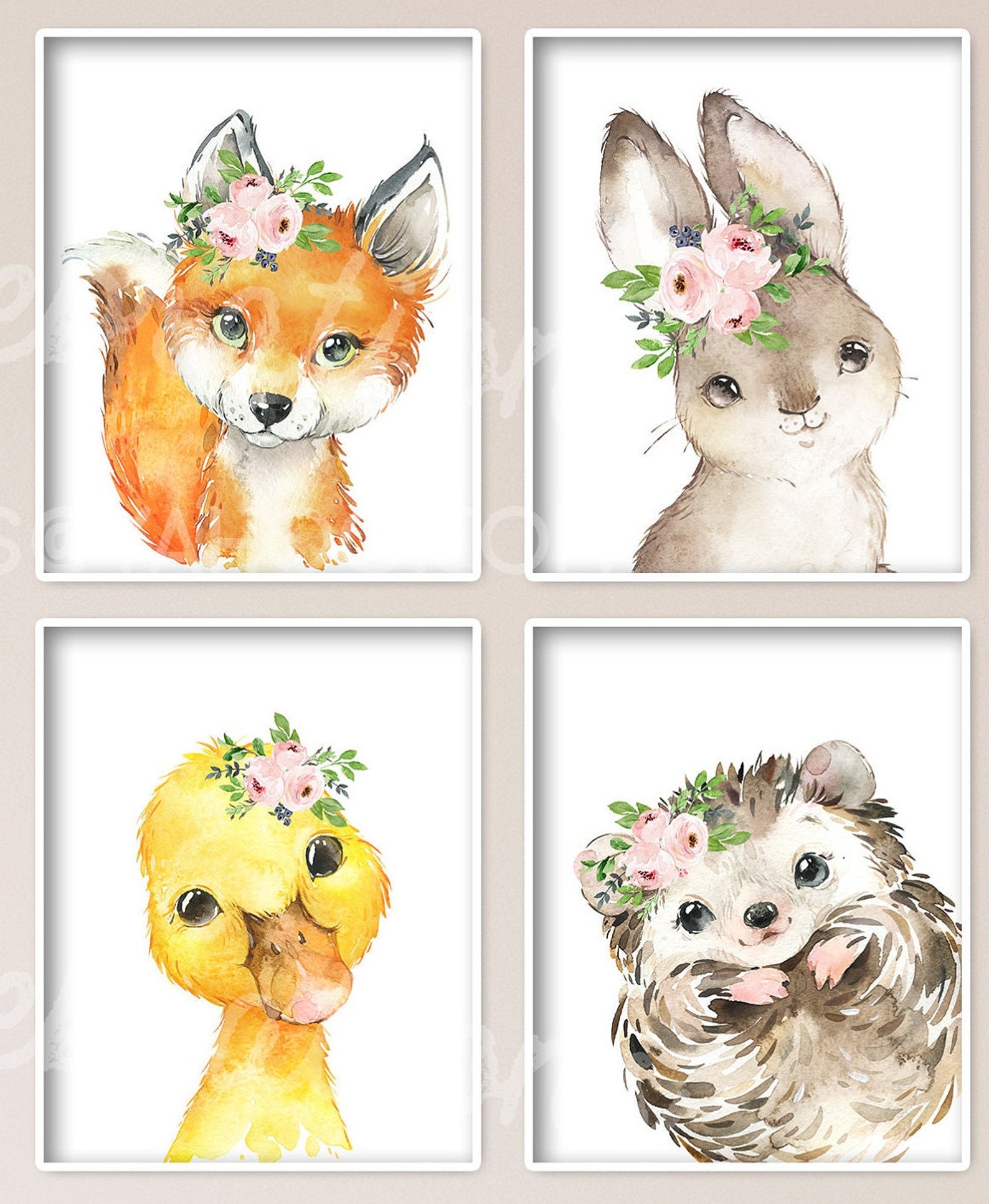 Blush Woodland Animal Set / Printable Nursery Art / Baby Girl - Etsy