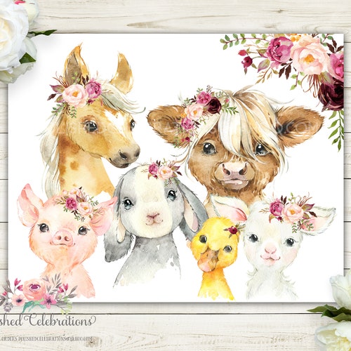 Boho Farm Animal Set / Printable Nursery Art / Sheep / Lamb / - Etsy