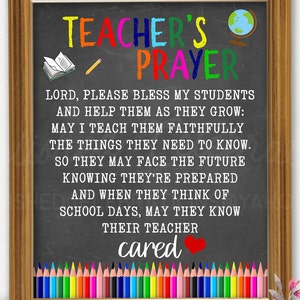 Teacher's Prayer Printable With Faux Chalk Background - Heartfelt Gift ...
