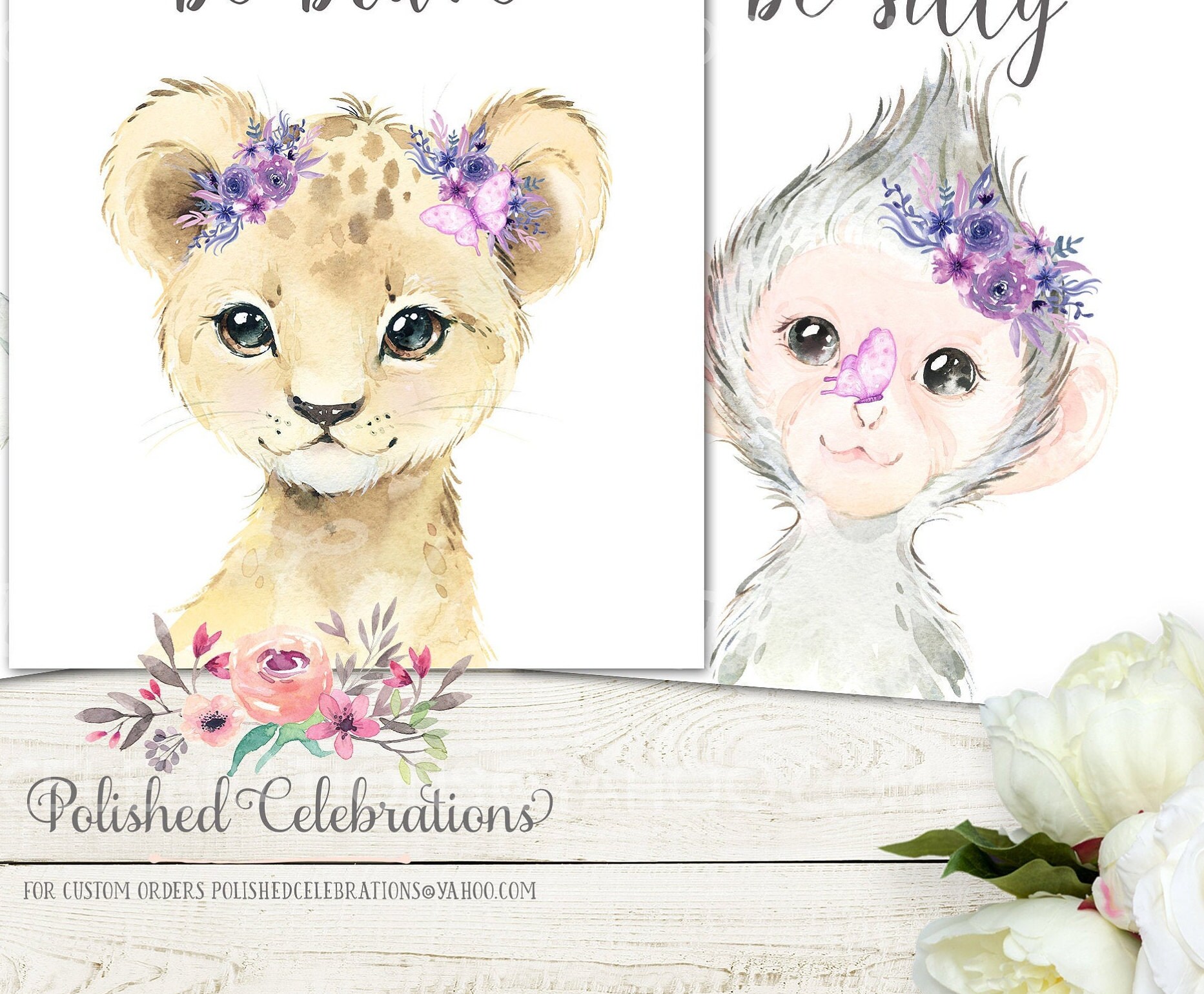 Butterfly Blush Safari Animal Set of 6 Nursery Prints / Zoo - Etsy