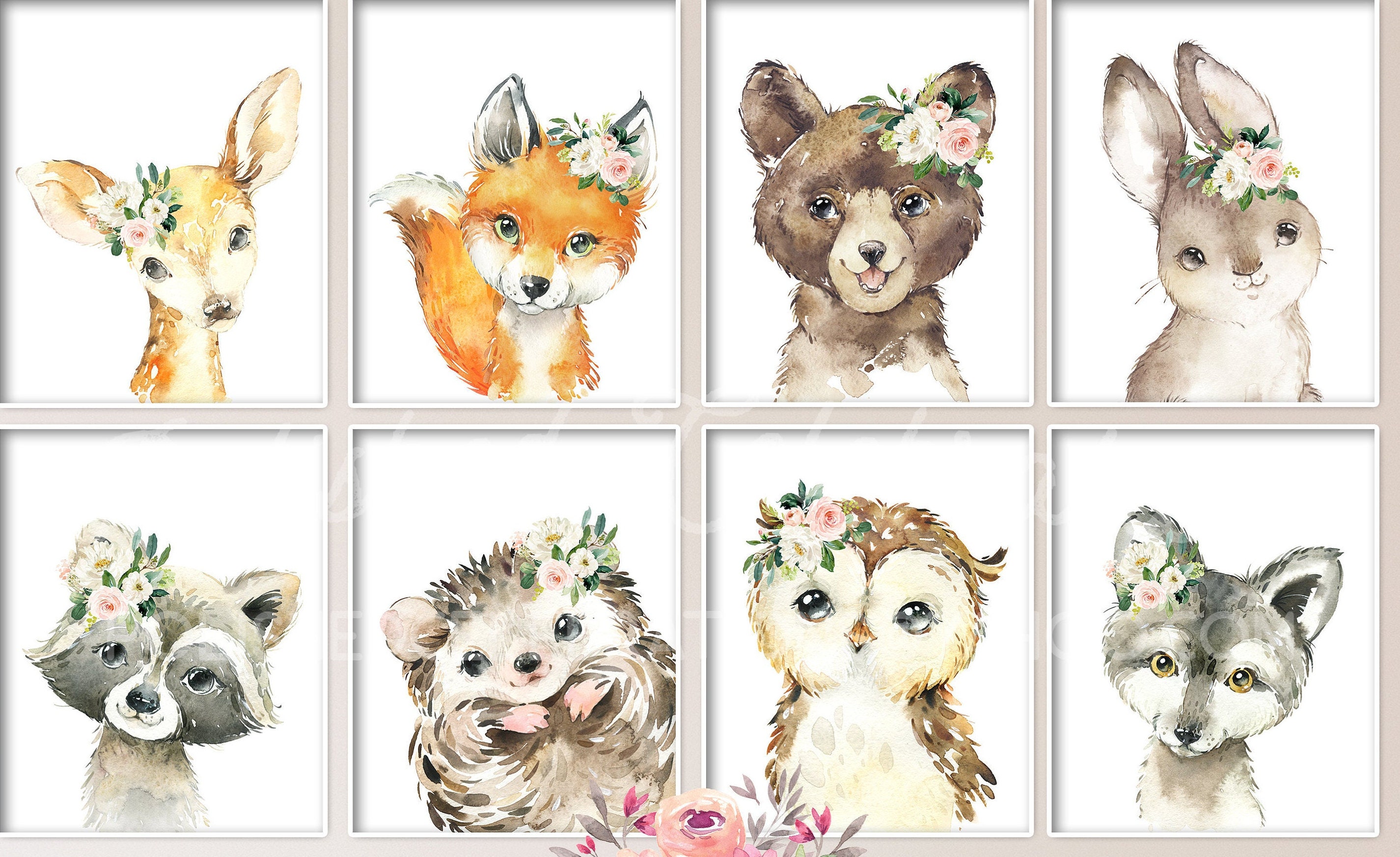 Blush Woodland Animal Set / Printable Nursery Art / Boho - Etsy