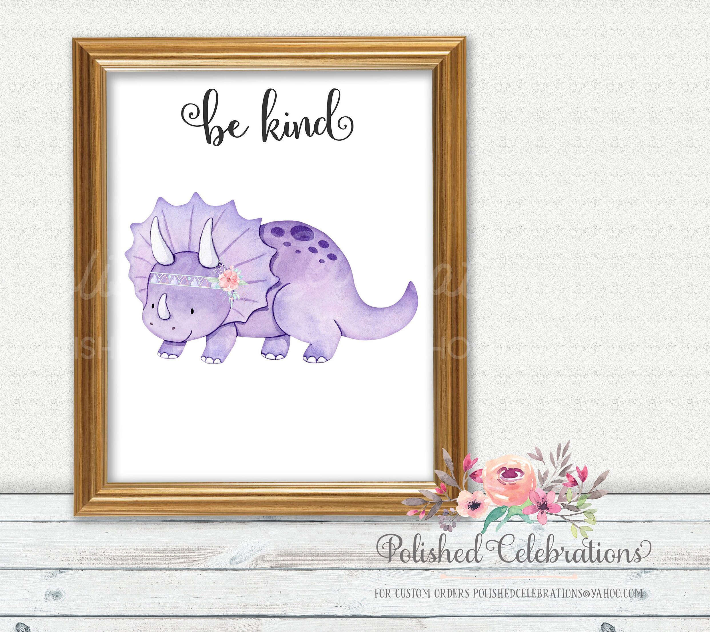Boho Flower Dinosaur Nursery Art / Printable DIY Print Set / Dino ...