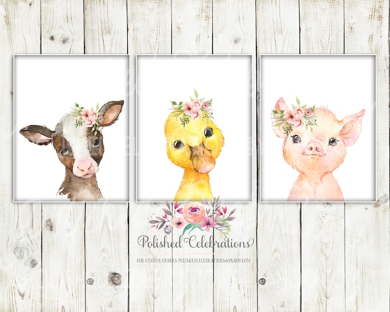Boho Blush Farm Animals / Printable Nursery Art / Baby Girl Nursery ...