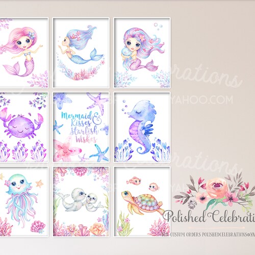 Mermaid Ocean Nursery Art / Printable Wall Decor / Sea Animals - Etsy