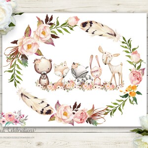 Boho Woodland Animal Friends / Printable Nursery Decor / Floral ...