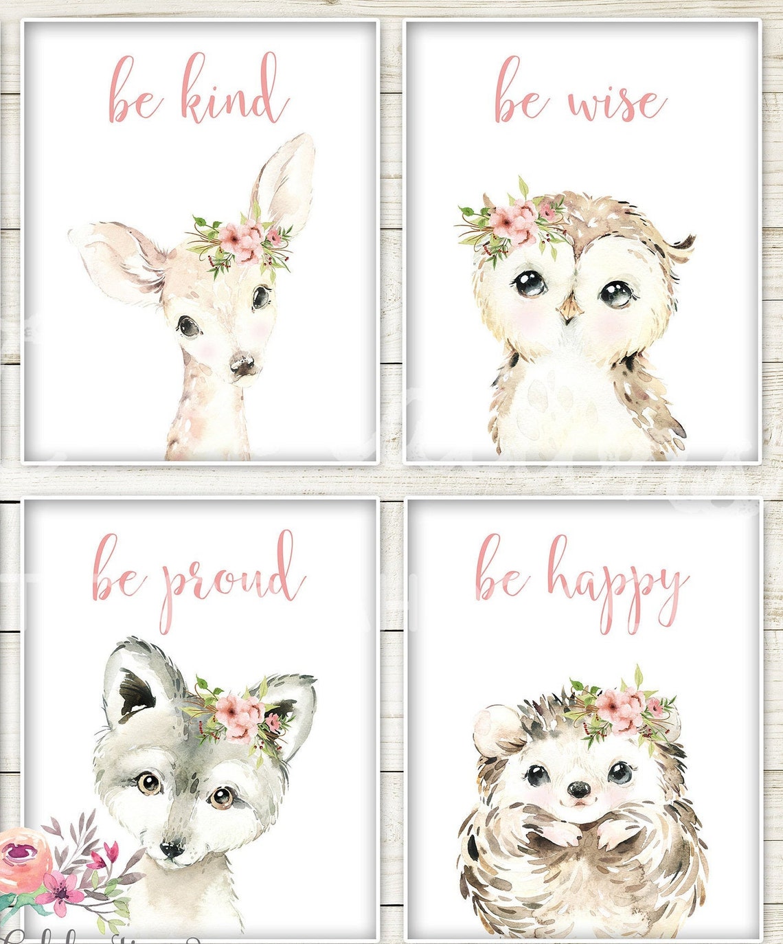 Boho Blush Woodland Animal Set / Printable Nursery Art / - Etsy