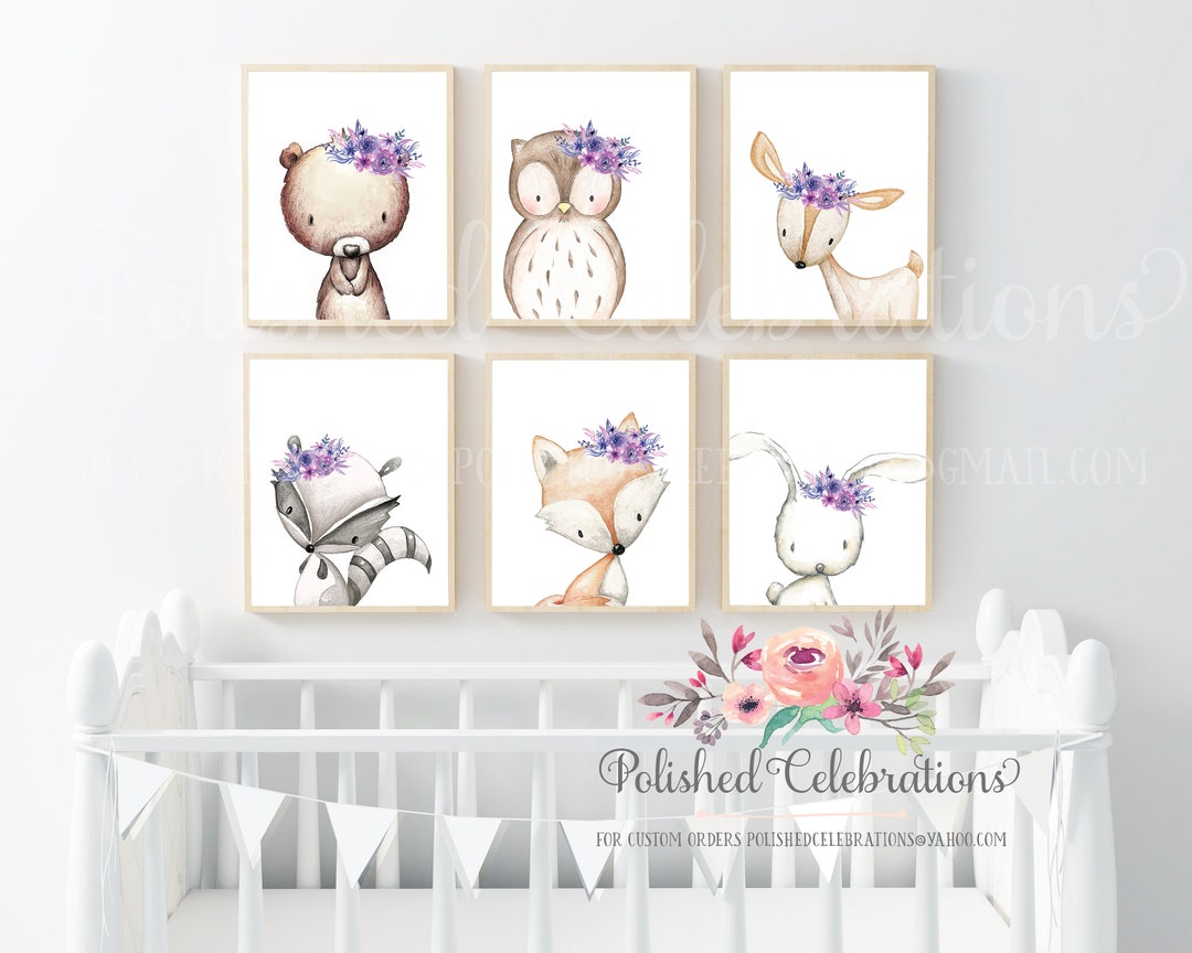 Purple Boho Woodland Animal Set / Printable Tribal Nursery Art ...