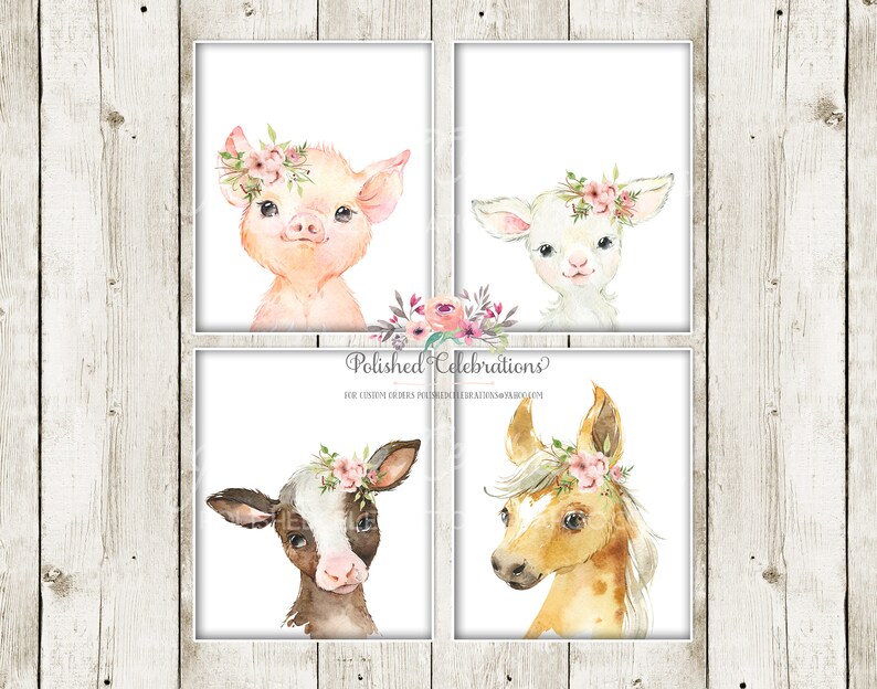 Boho Blush Farm Animals / Printable Nursery Art / Baby Girl Nursery ...