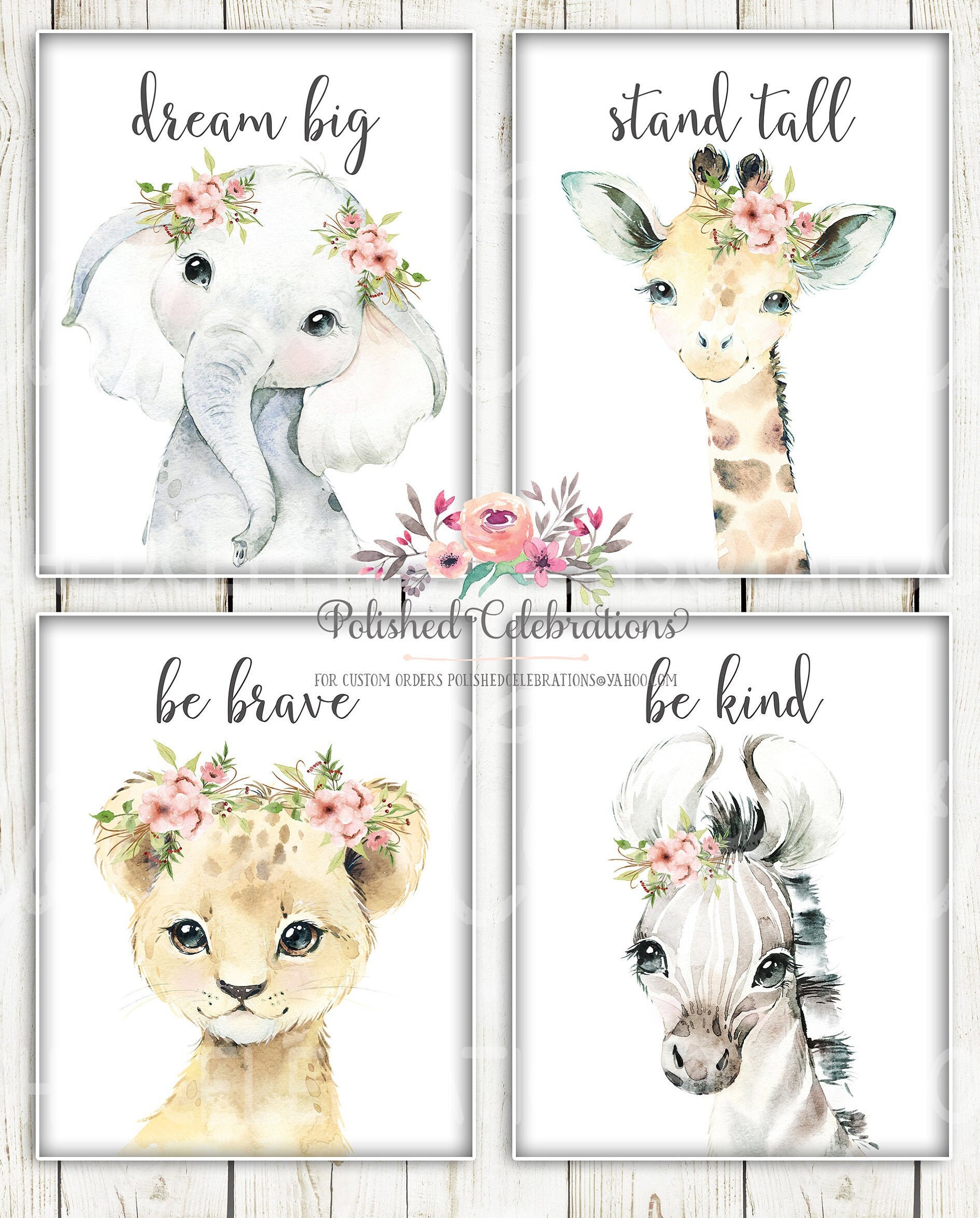 Blush Safari Animal Nursery Art / Printable Set of 4 Safari | Etsy