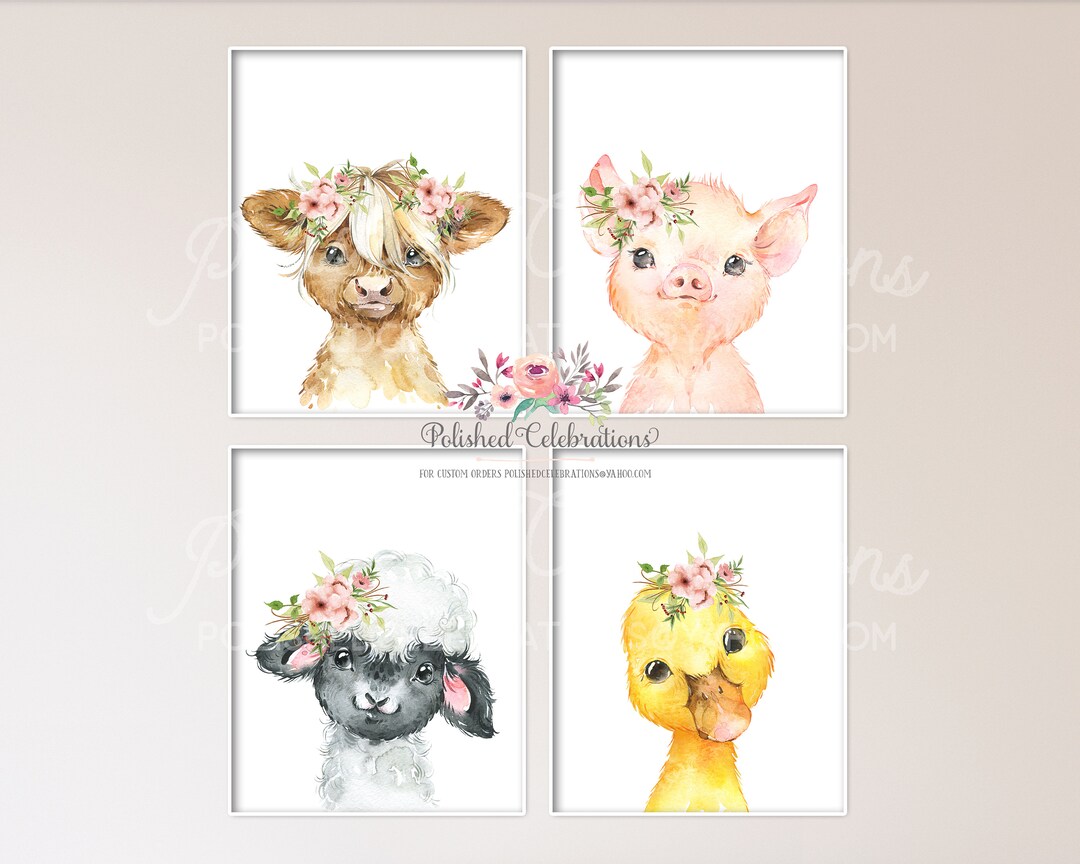 Boho Blush Farm Animals / Printable Nursery Art / Baby Girl - Etsy