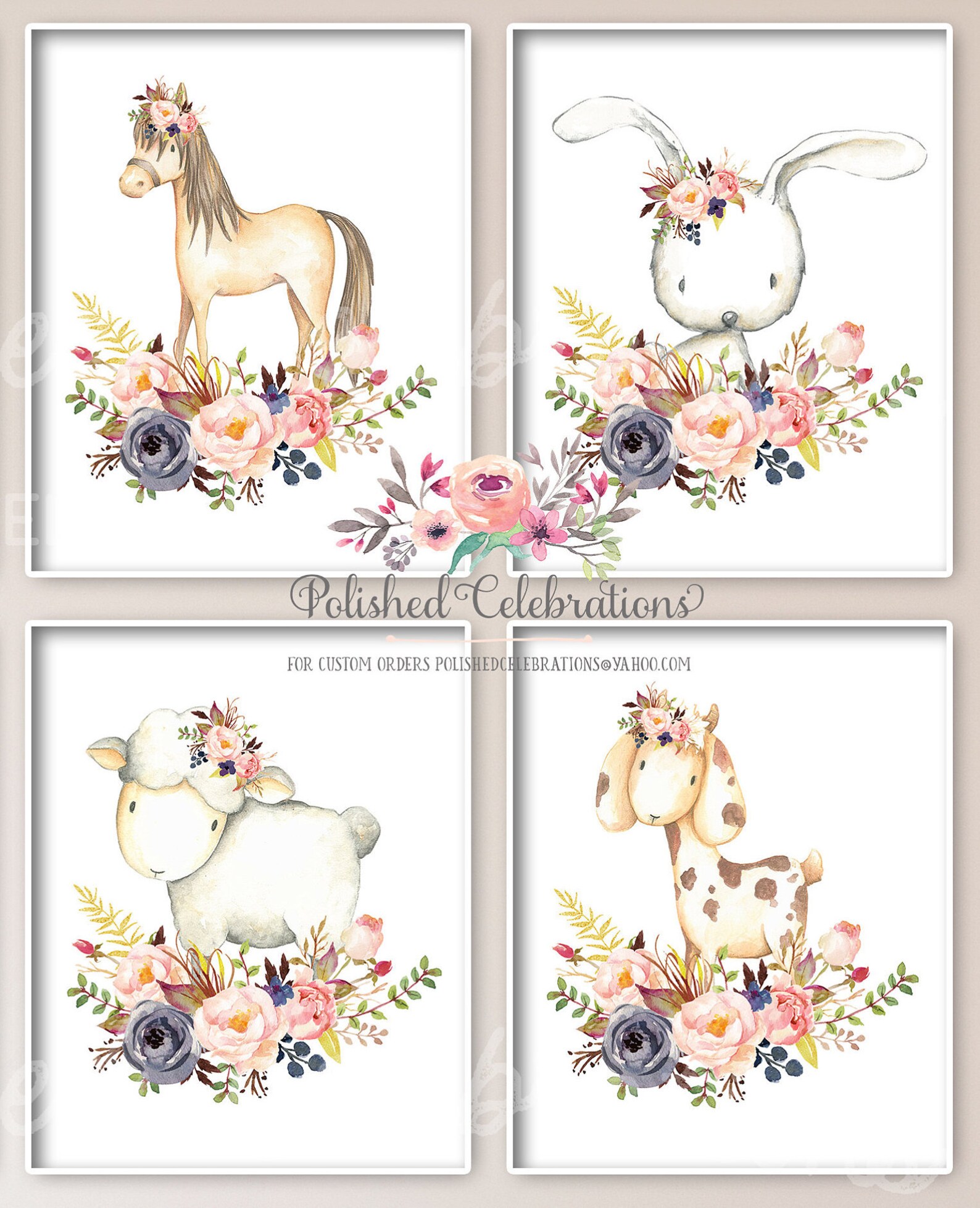 Boho Farm Animal Set of 6 / Printable Nursery Art / Baby Girl - Etsy