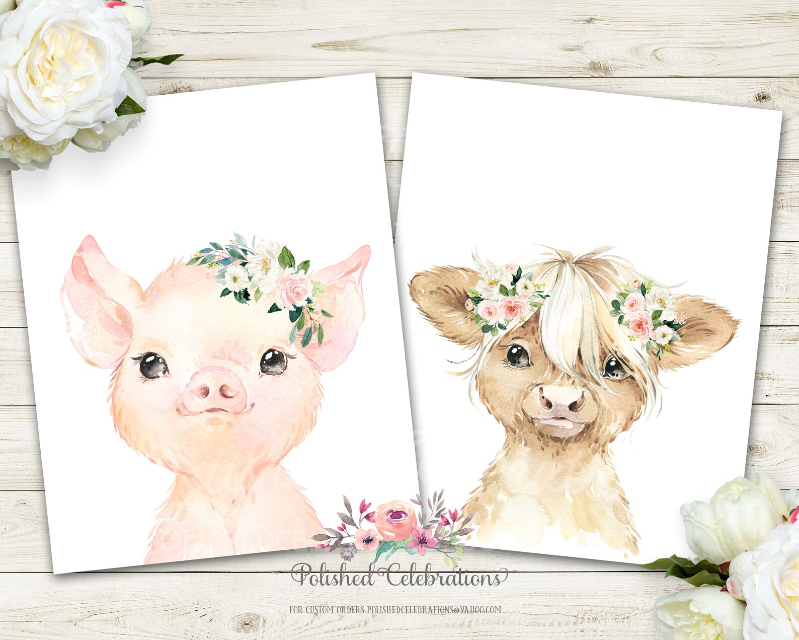 Boho Blush Farm Animals / Printable Nursery Art / Baby Girl | Etsy