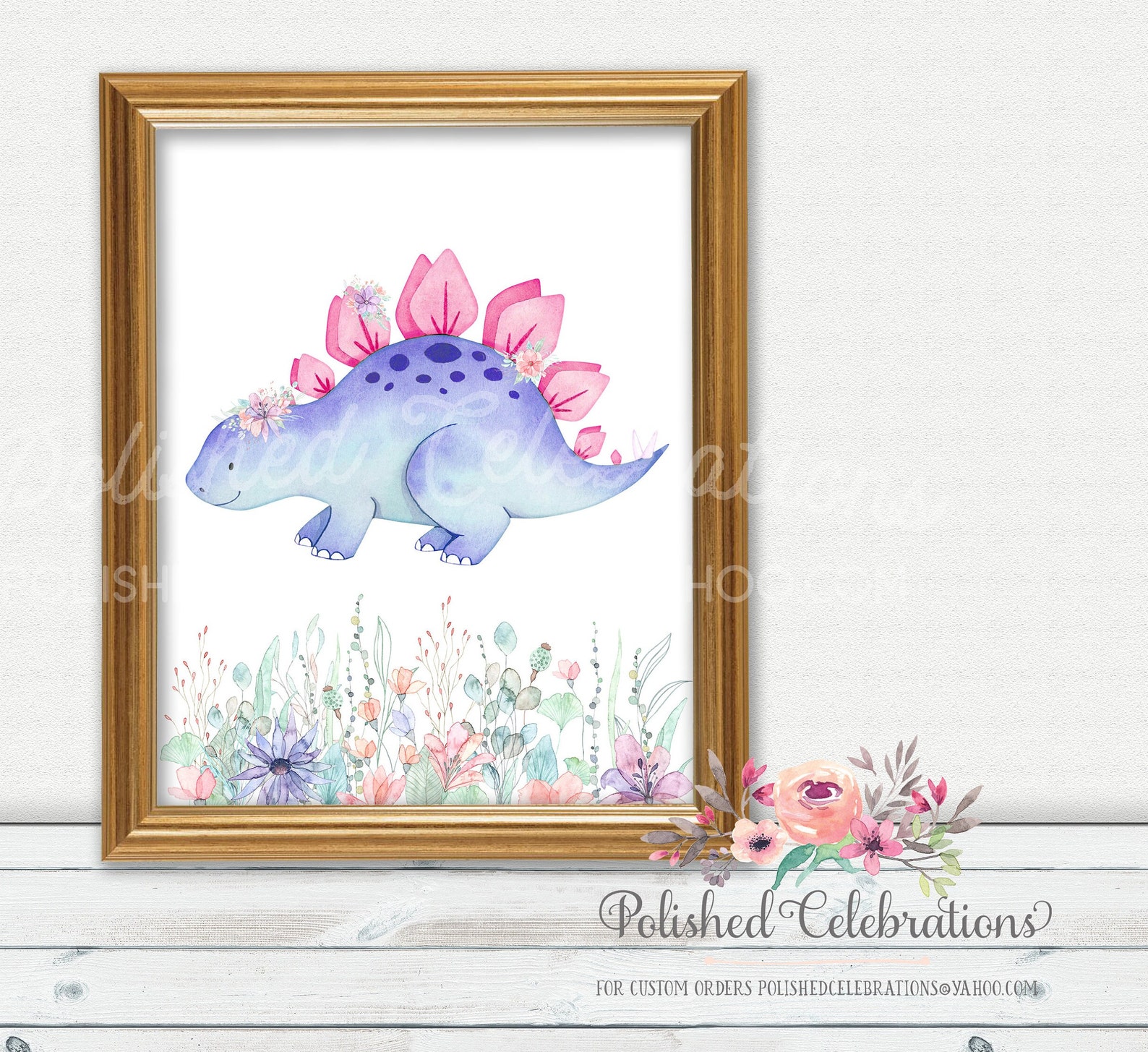 Boho Flower Dinosaur Nursery Art / Printable Nursery Set / Dino Nursery ...