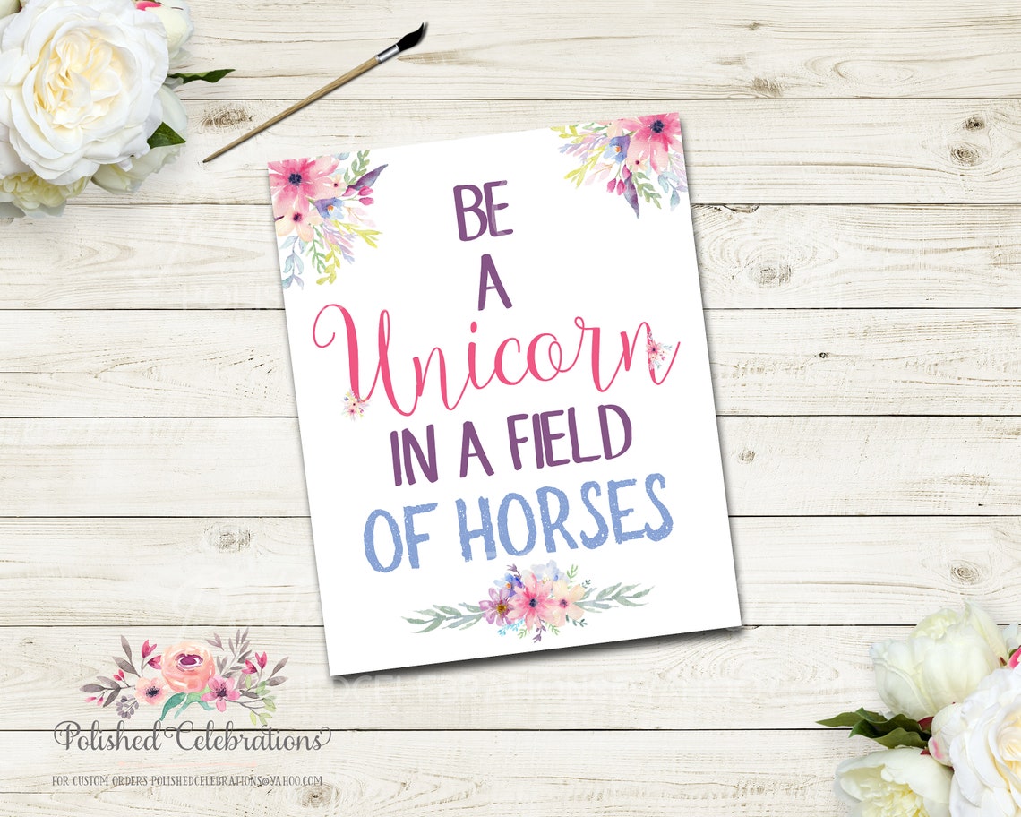 Be A Unicorn in A Field of Horses Bedroom Art / Printable - Etsy