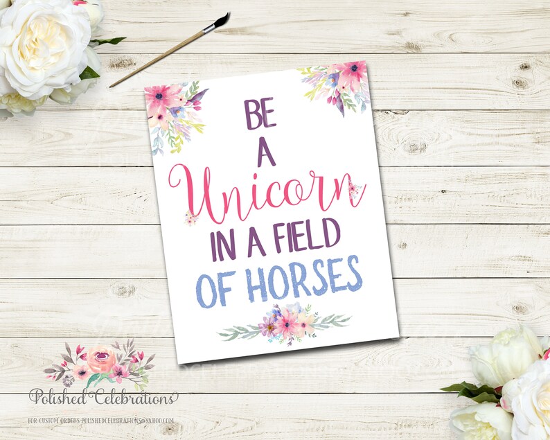 Be A Unicorn in A Field of Horses Bedroom Art / Printable Unicorn Decor ...