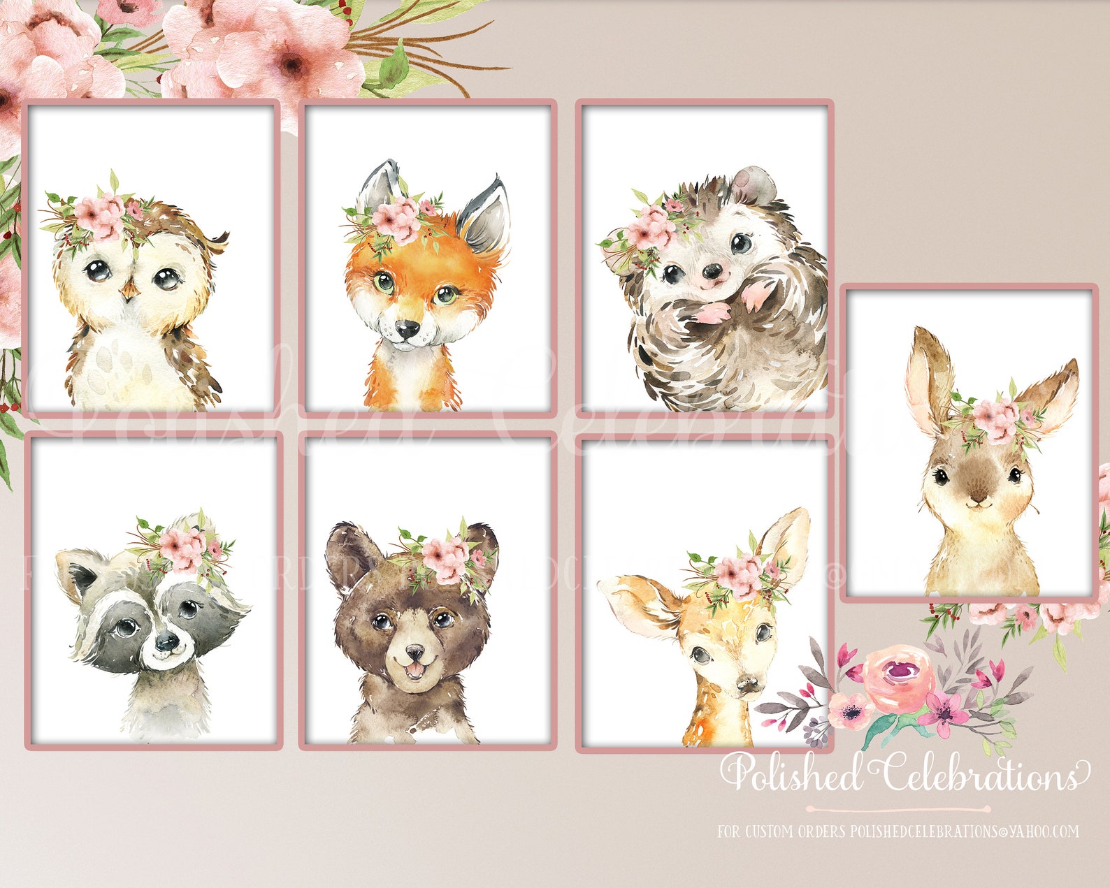 Blush Woodland Animal Set / Printable Nursery Art / Boho - Etsy