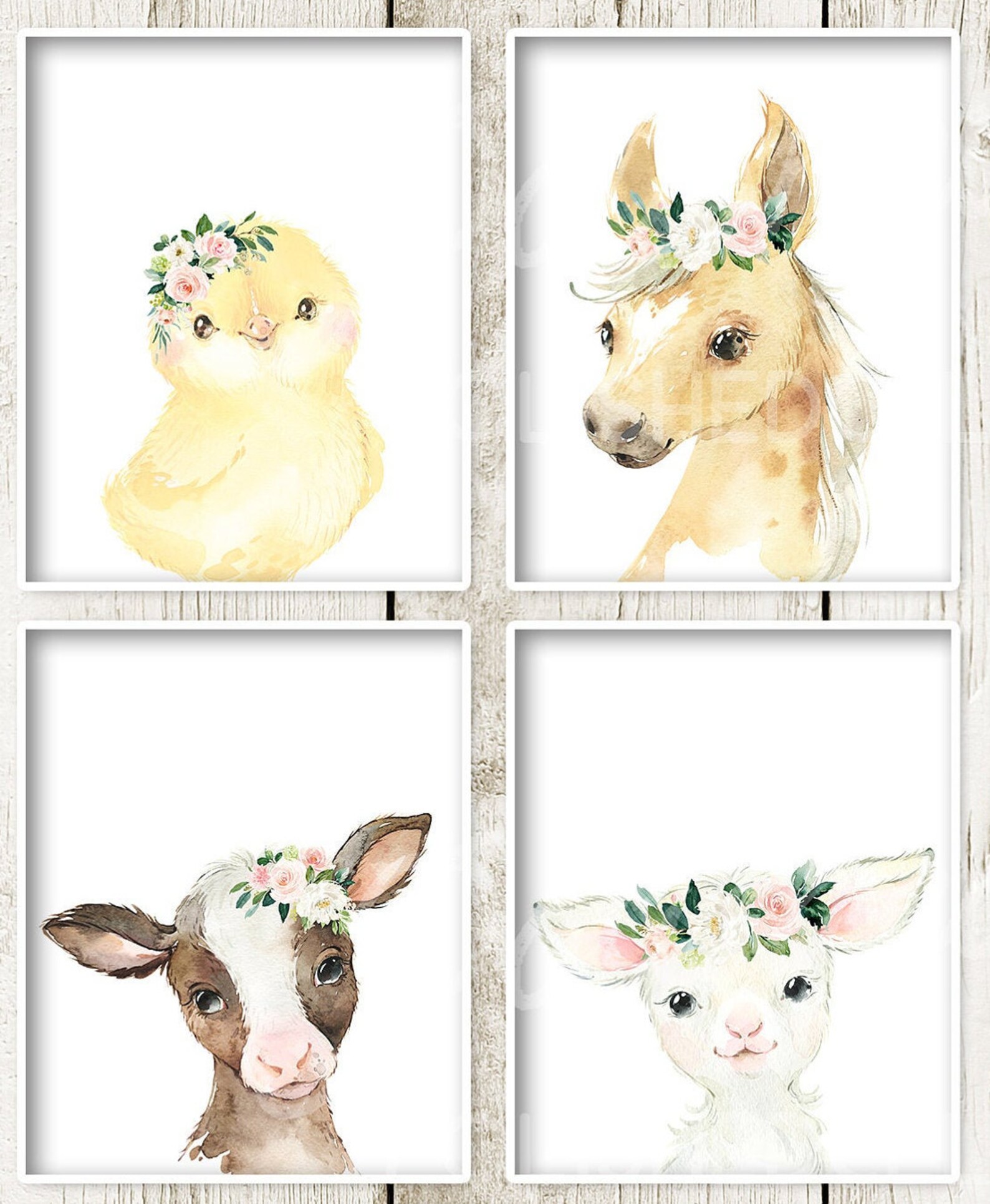 Boho Blush Farm Animals / Printable Nursery Art / Baby Girl - Etsy