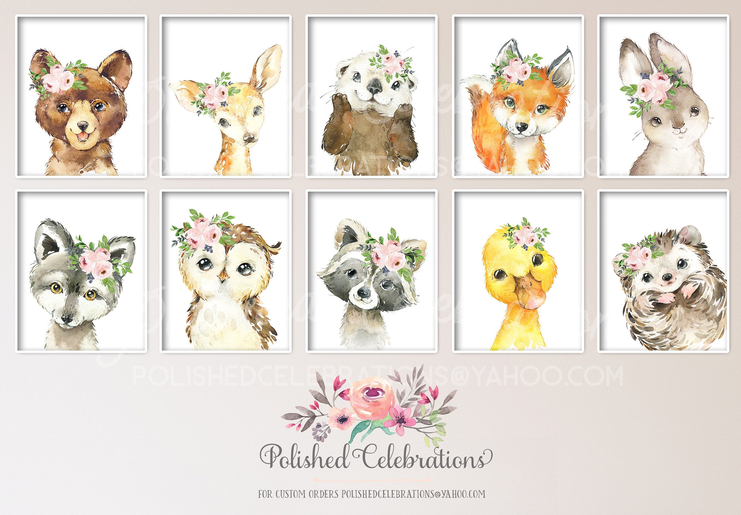 Blush Woodland Animal Set / Printable Nursery Art / Baby Girl | Etsy